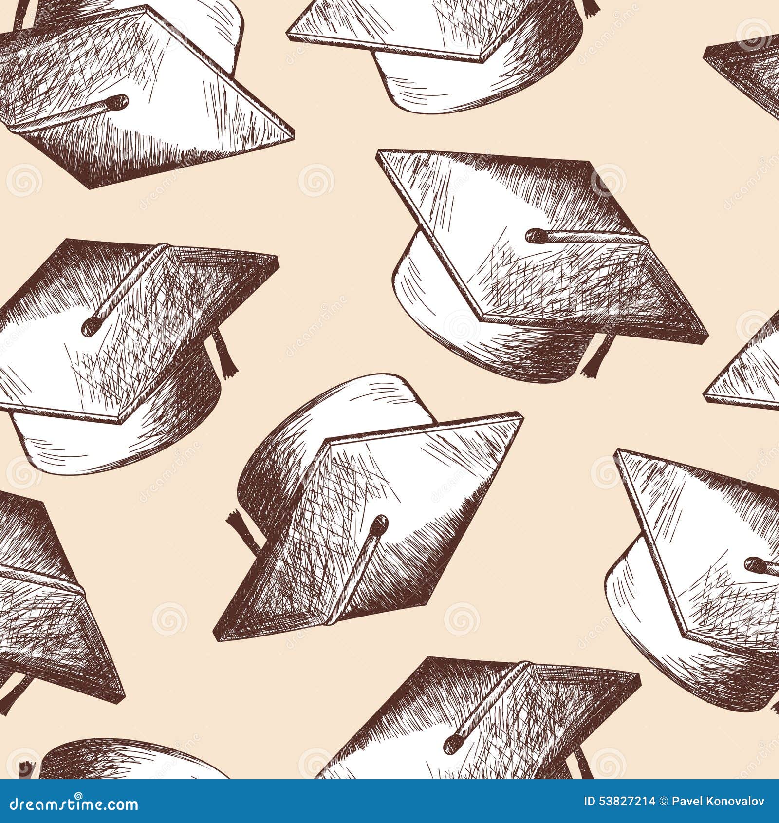 Graduation Cap Seamless Pattern Stock Vector - Illustration of diploma ...
