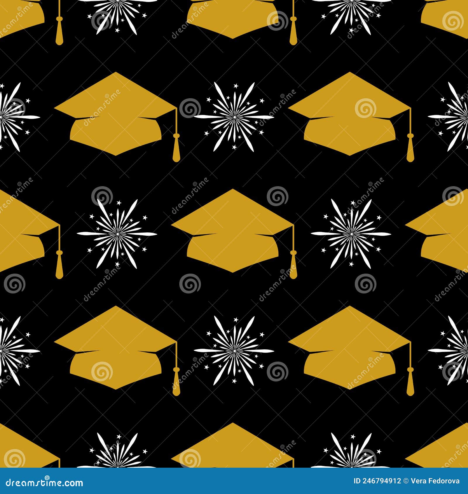 Graduation Cap Seamless Pattern. Grad Ceremony Backdrop Stock Vector ...