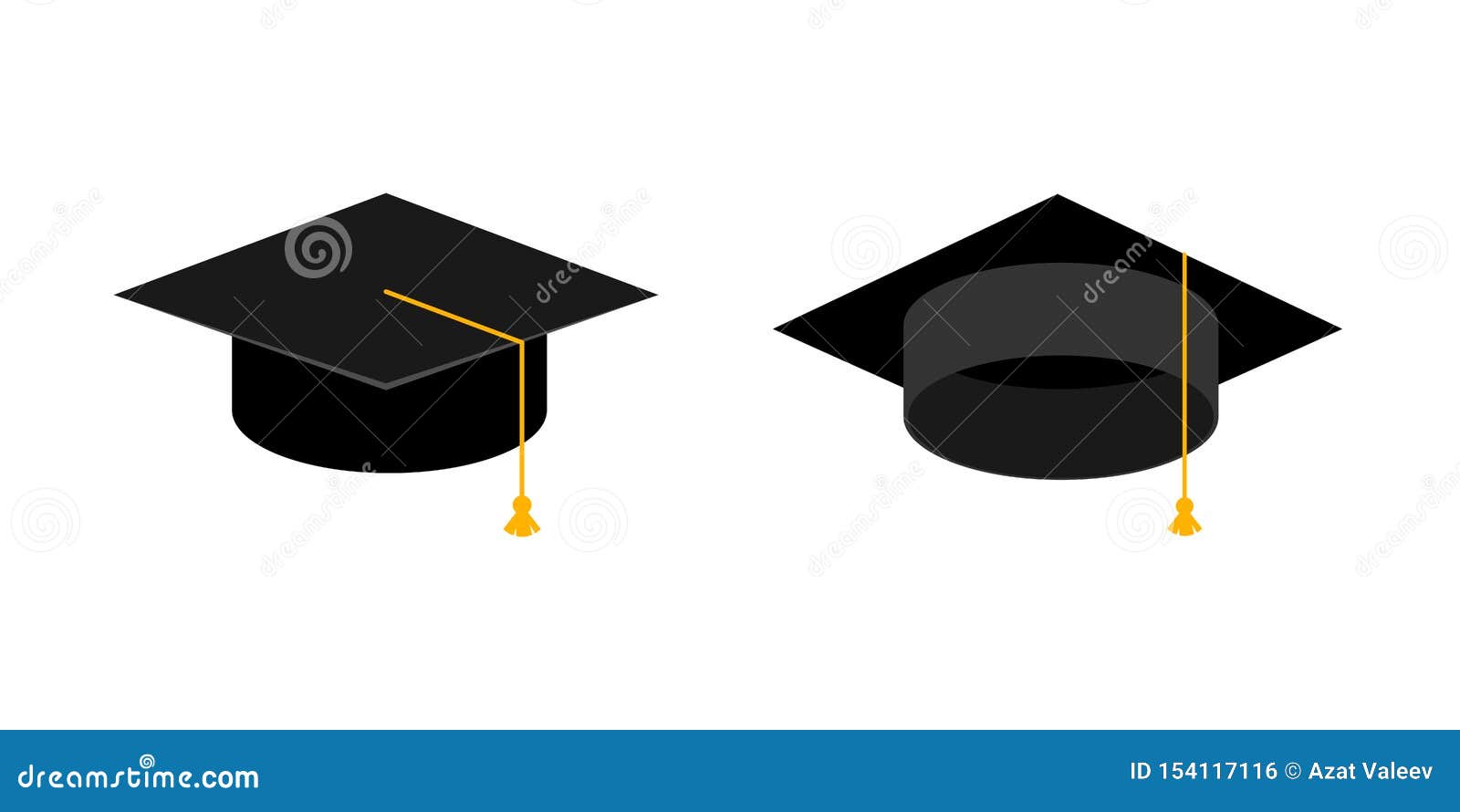 Graduation Cap Set. Academy Hat Stock Vector - Illustration of board ...