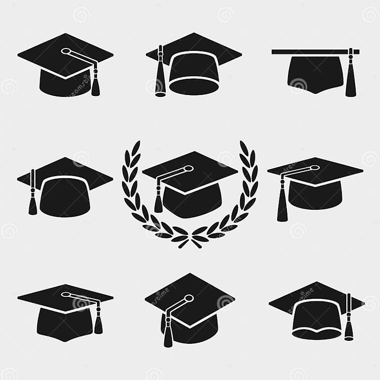 Graduation cap set. Vector stock vector. Illustration of element - 96846053