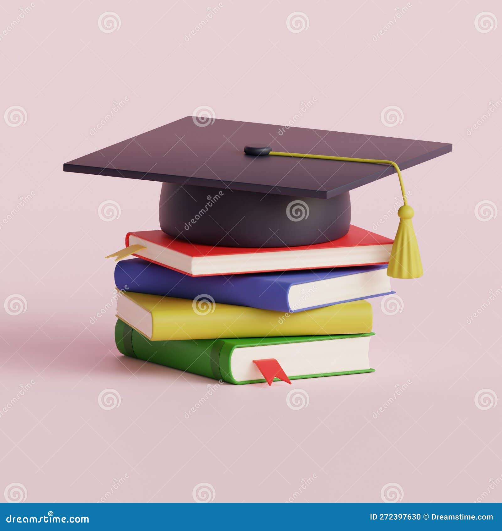 Graduation Cap on Stack of Books. Education Concept Stock Illustration ...