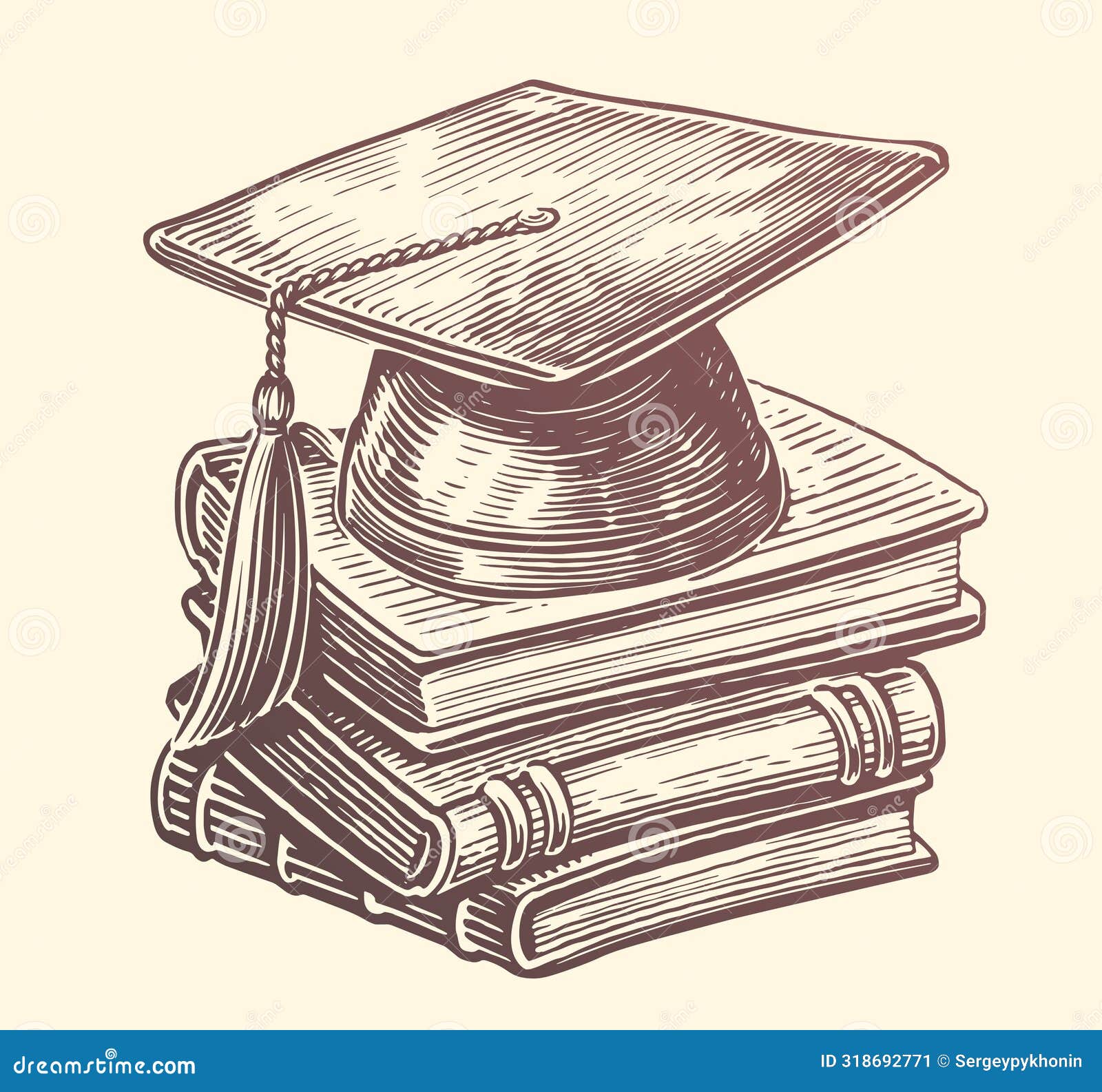 Graduation Cap On Stack Of Books. Education And Studies Concept ...