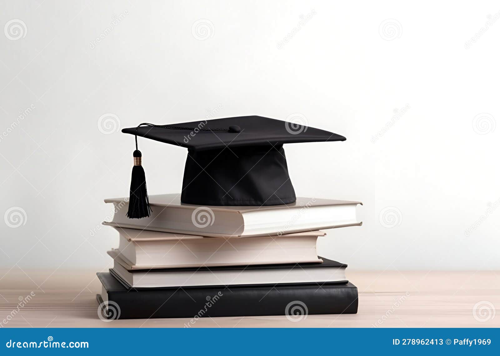 Graduation Cap on Stack of Books on White Background Stock Illustration ...