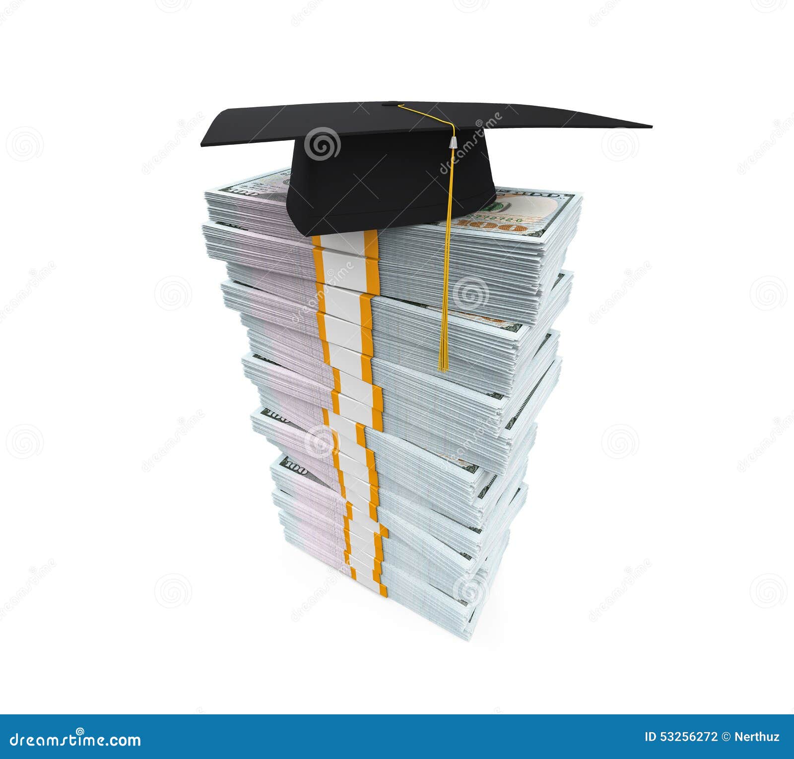 Graduation Cap on Stack of Dollar Bills Stock Illustration ...