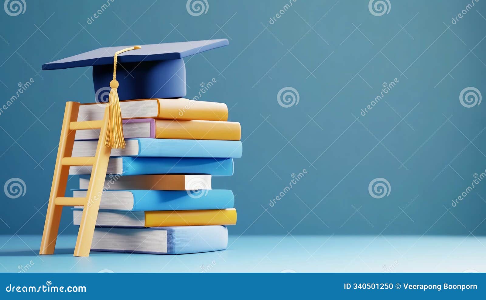 Graduation Hat On Stacked Books Vintage Drawing.Graduation Cap On ...