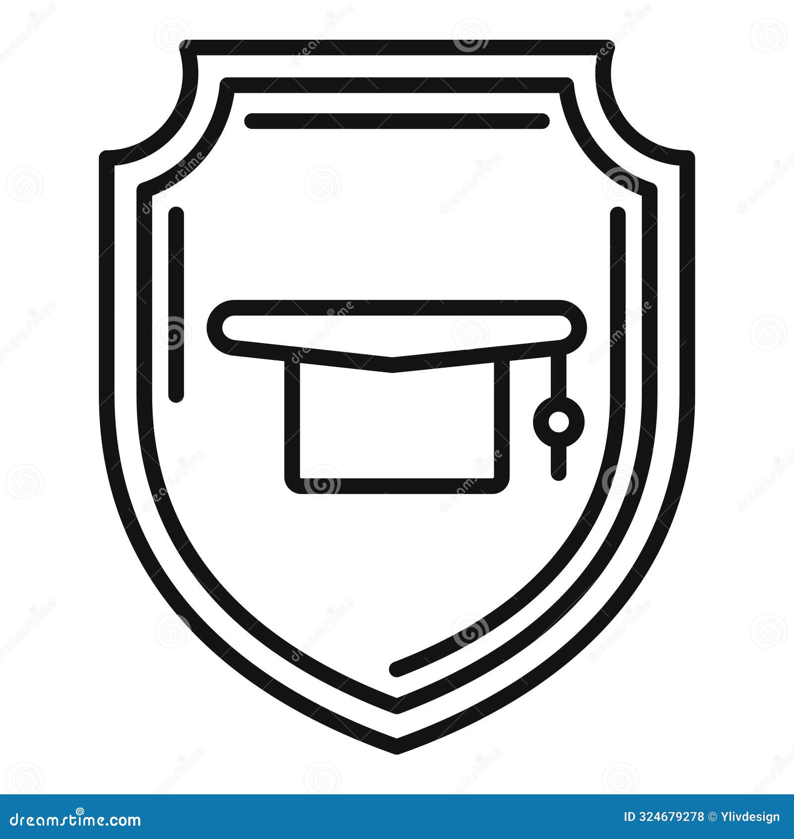 Graduation Cap Symbolising Knowledge Protection with Shield Shape Stock ...