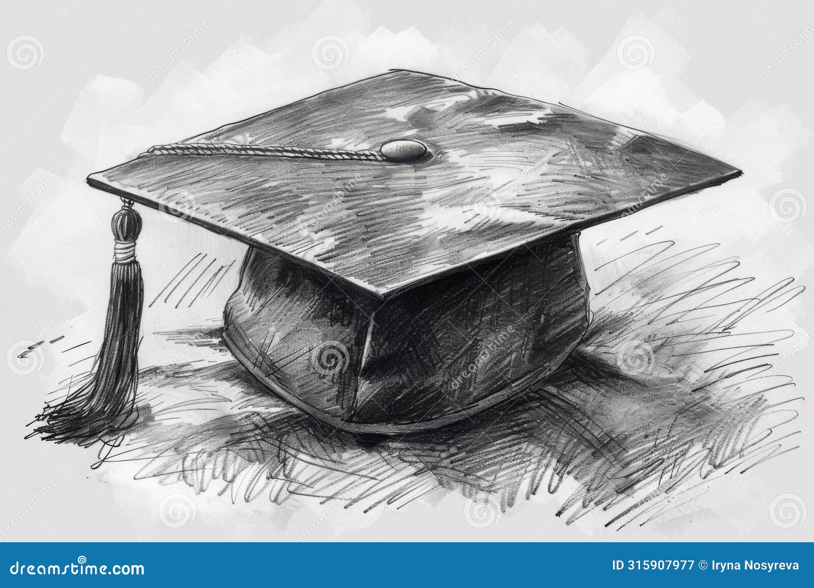 Graduation Cap With Tassel Sketch, Illustration. Generated By AI ...