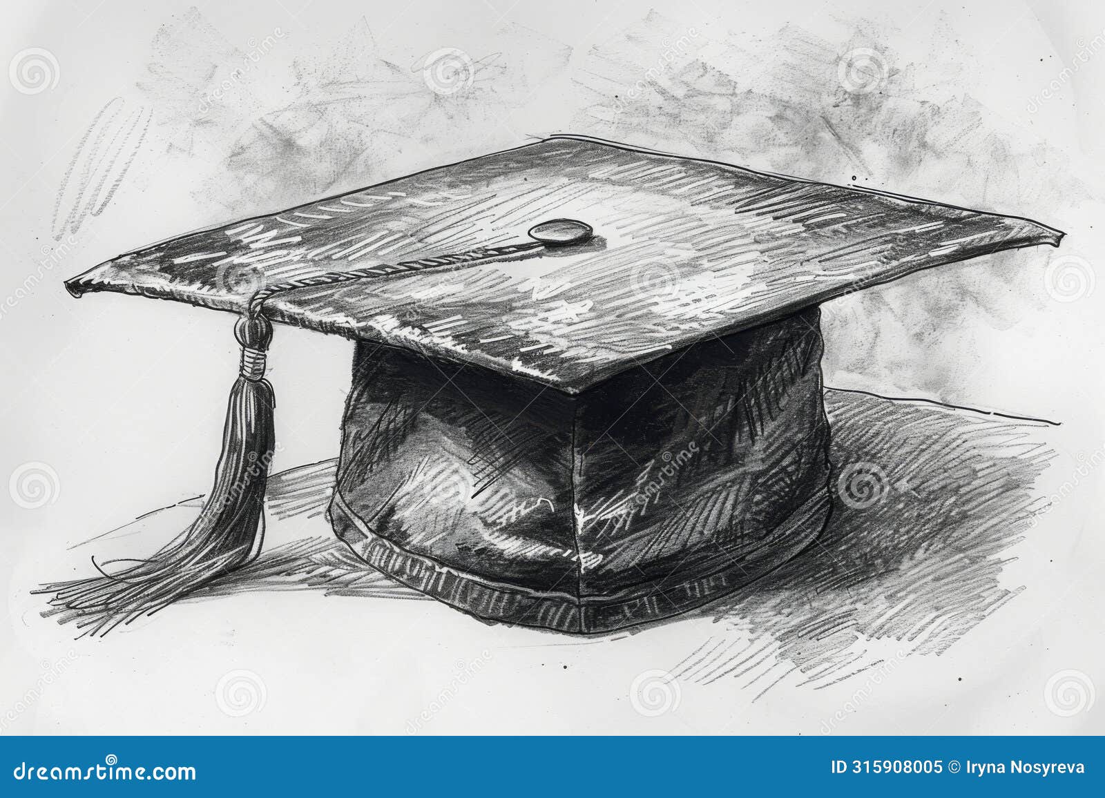 Graduation Cap with Tassel Sketch, Illustration. Generated by AI Stock ...