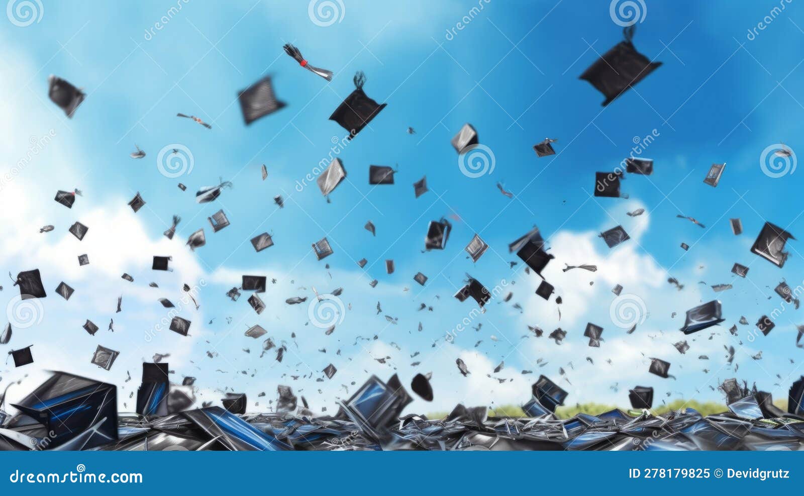 Graduation Cap Thrown in the Air. Generative AI Stock Illustration ...