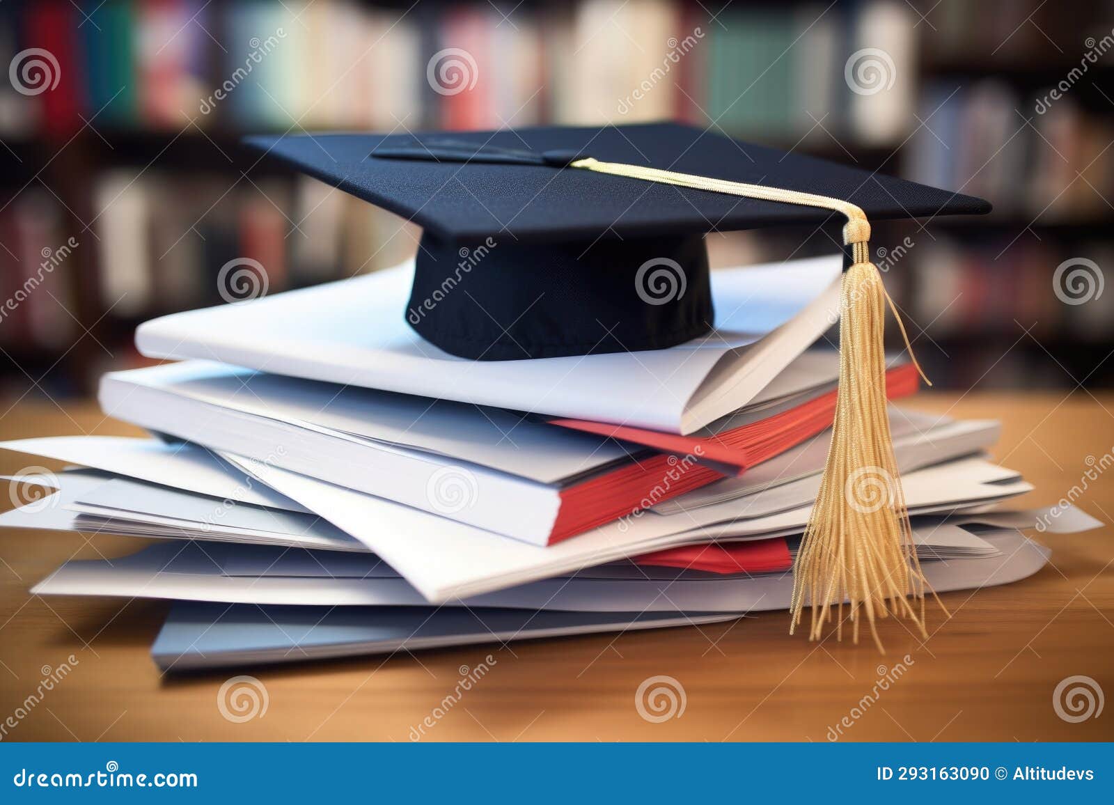 Graduation Cap on Top of a Mountain of Paperwork Stock Photo - Image of ...