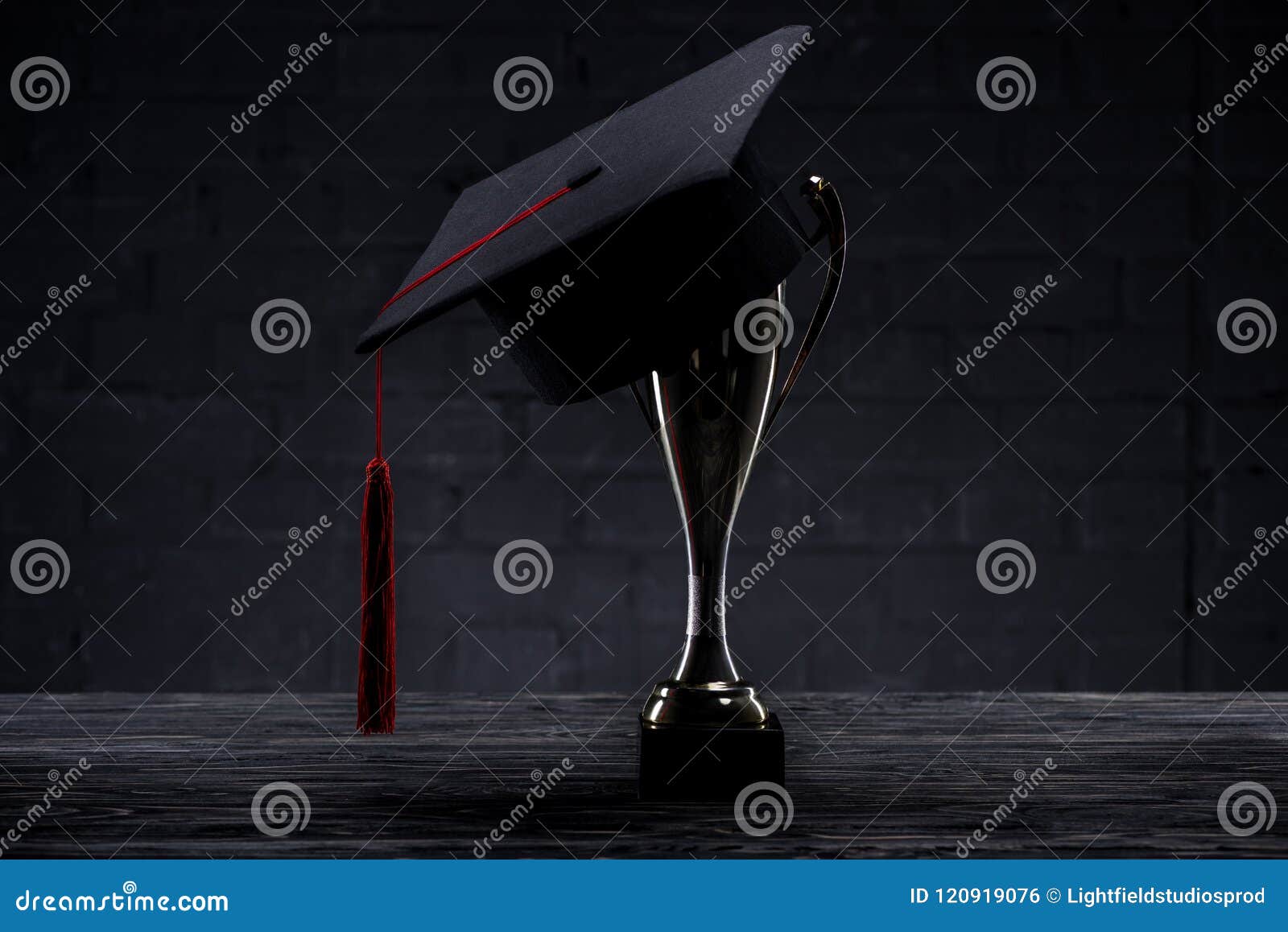 Graduation Cap on Trophy Cup Stock Photo - Image of trophy, objects ...