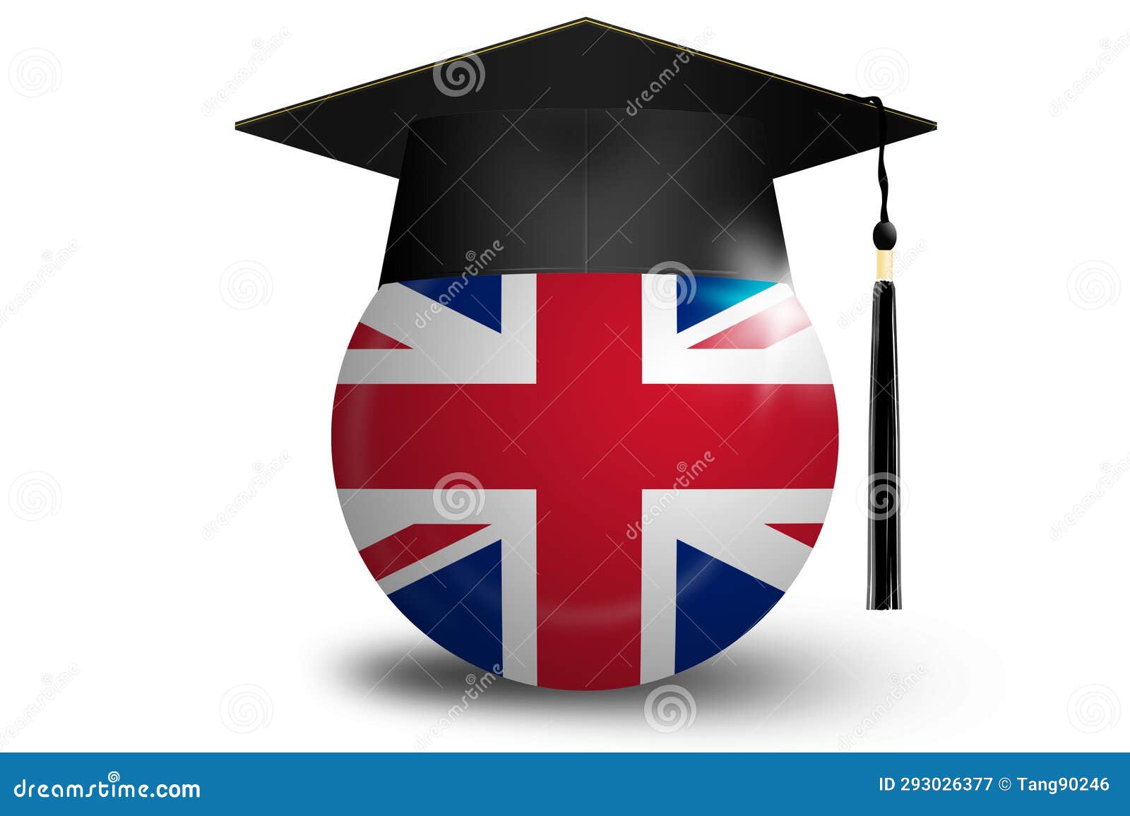 Graduation cap and UK flag stock illustration. Illustration of ...