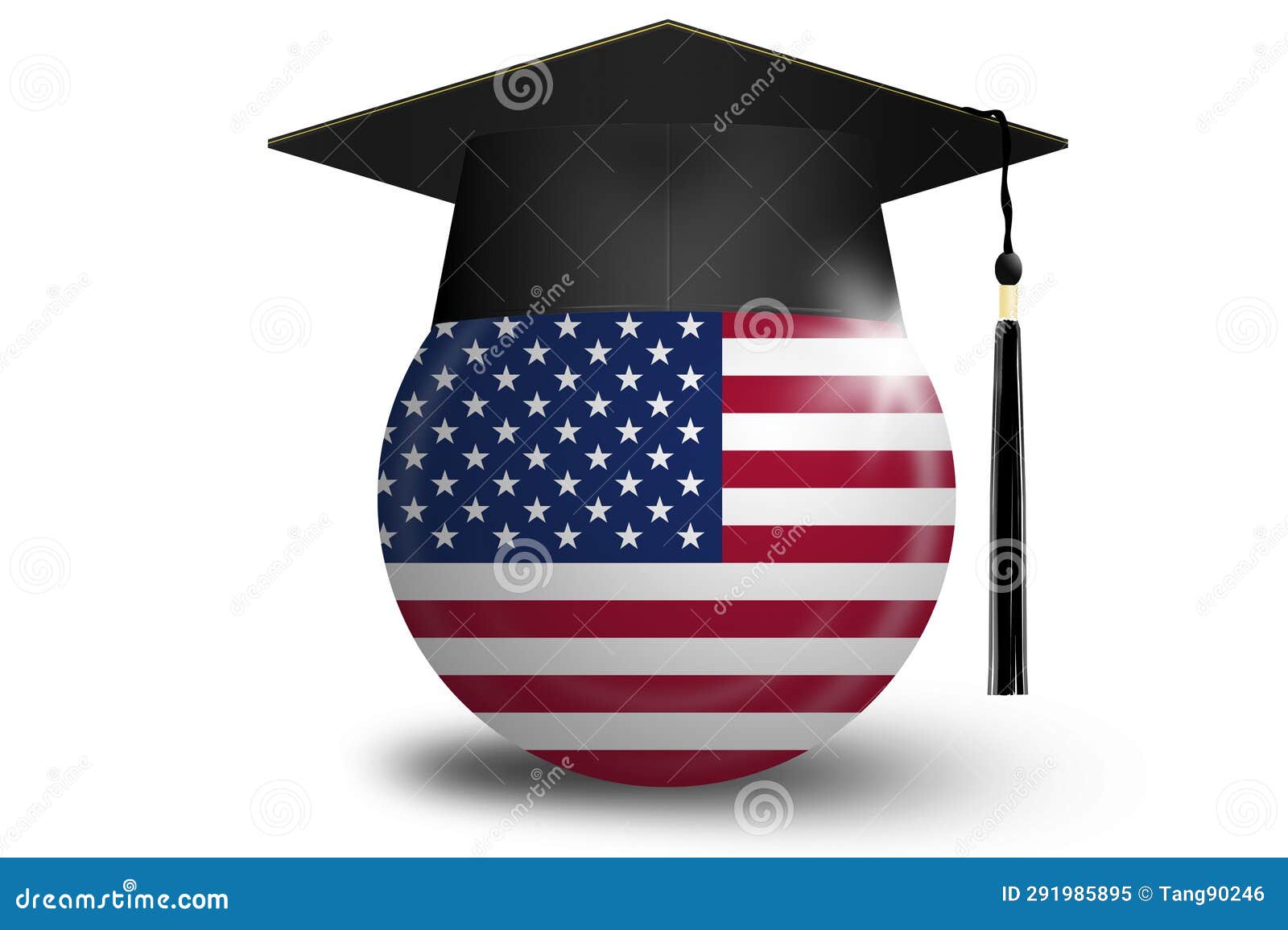 Graduation Cap and USA Flag Stock Illustration - Illustration of symbol ...