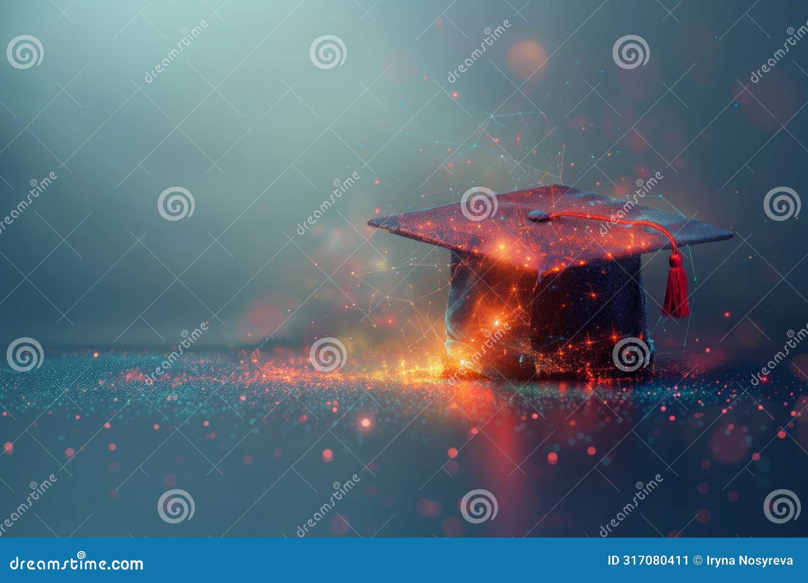 Graduation Cap with Abstract Connecting Lines, Illustration. Generated ...