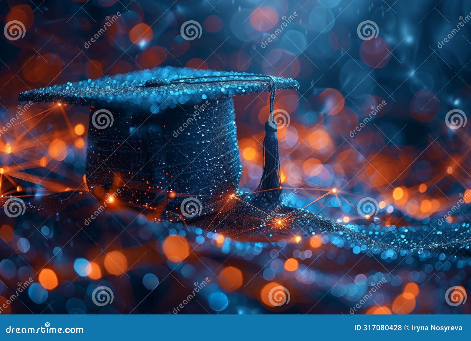 Graduation Cap with Abstract Connecting Lines, Illustration. Generated ...