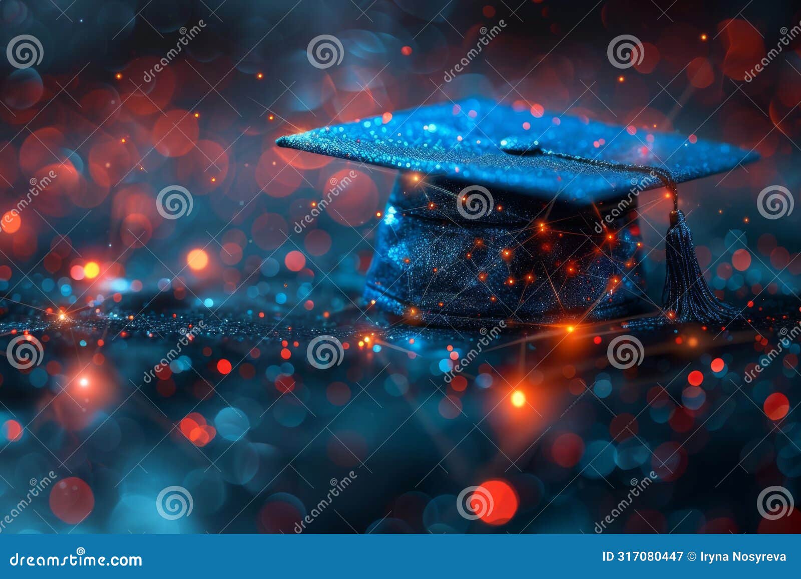 Graduation Cap with Abstract Connecting Lines, Illustration. Generated ...