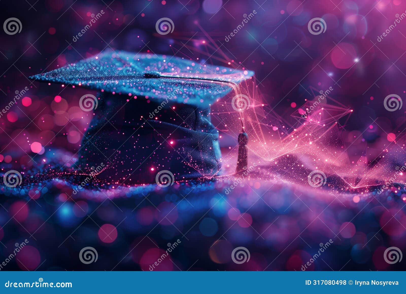 Graduation Cap with Abstract Connecting Lines, Illustration. Generated ...