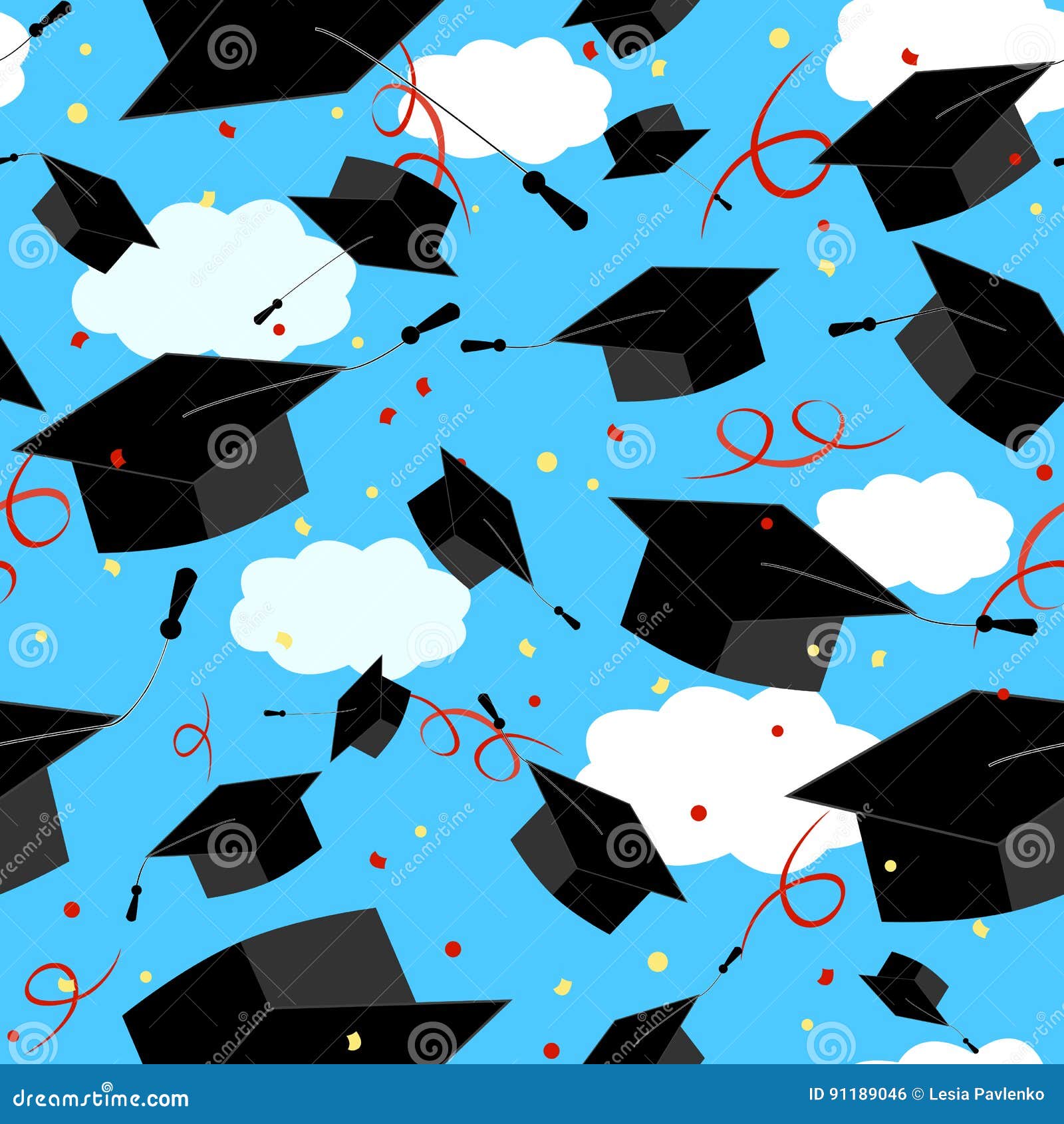 Graduation Caps in the Air. Graduate Background Stock Vector ...