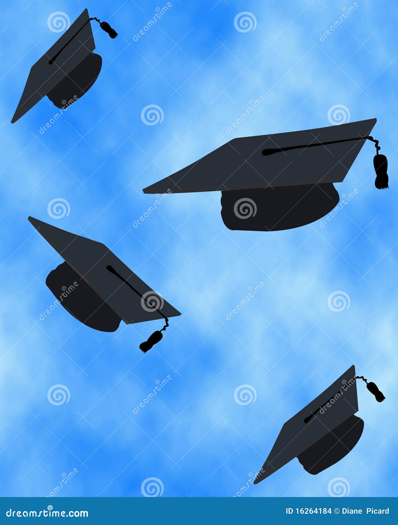 Graduation Caps Flying stock illustration. Illustration of academic ...