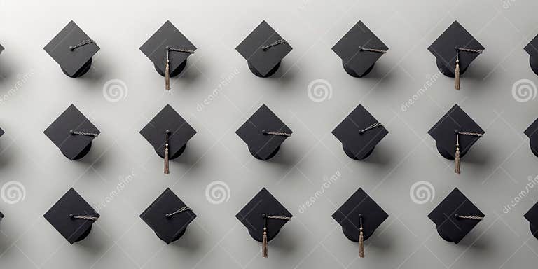Graduation Caps Pattern on White Background Stock Illustration ...