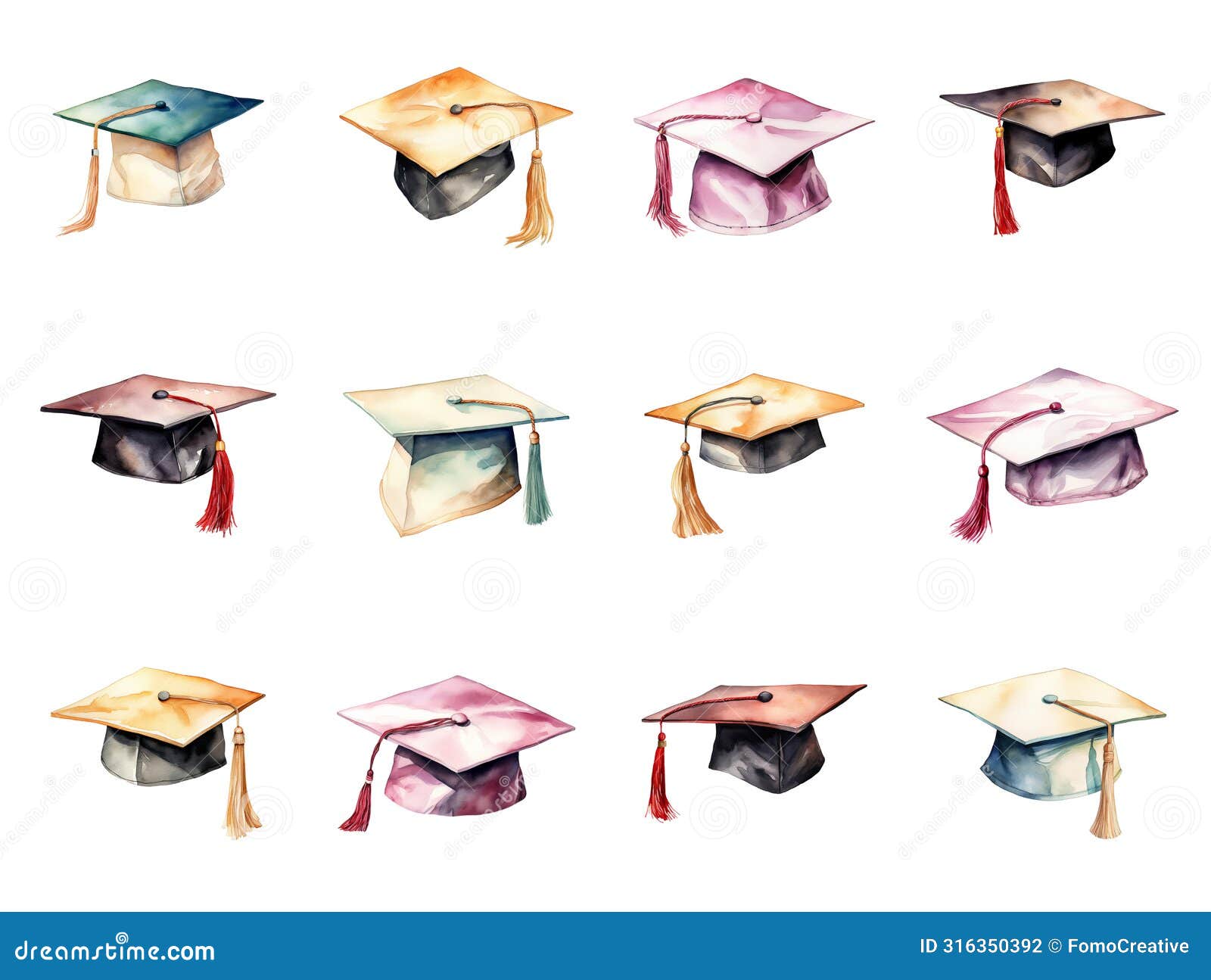 Graduation Caps Signifying Educational Success Stock Photography ...