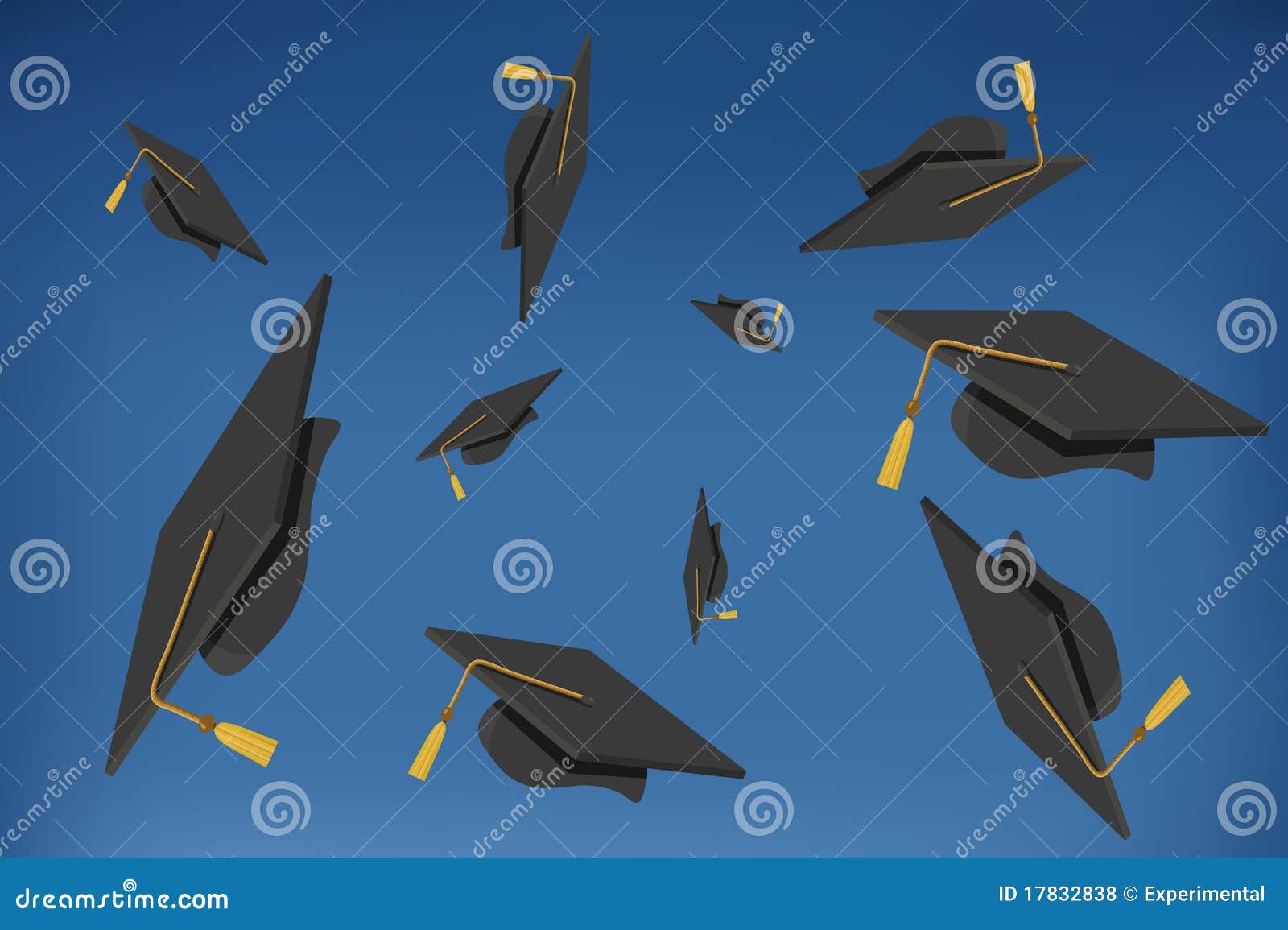 Graduation Caps Thrown in the Air Stock Vector - Illustration of ...