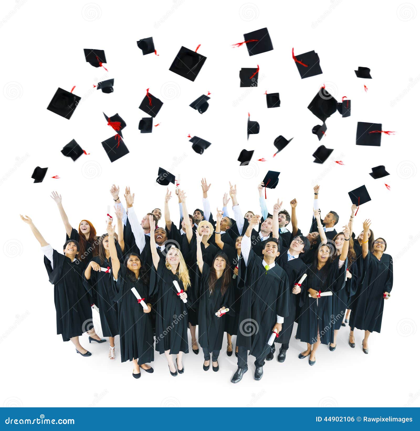 Graduation Caps Thrown in the Air Stock Photo - Image of gown, ethnic ...