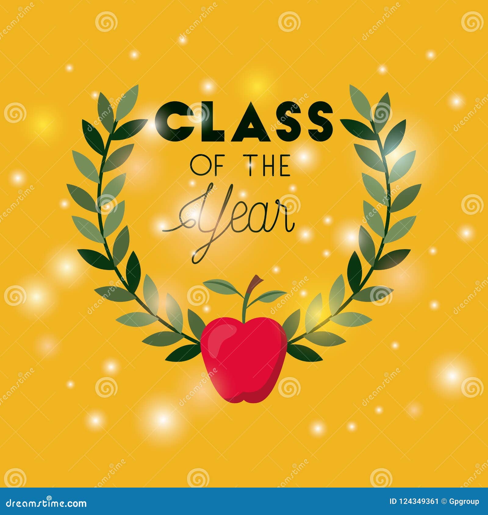 Graduation card with apple stock vector. Illustration of fruit - 124349361