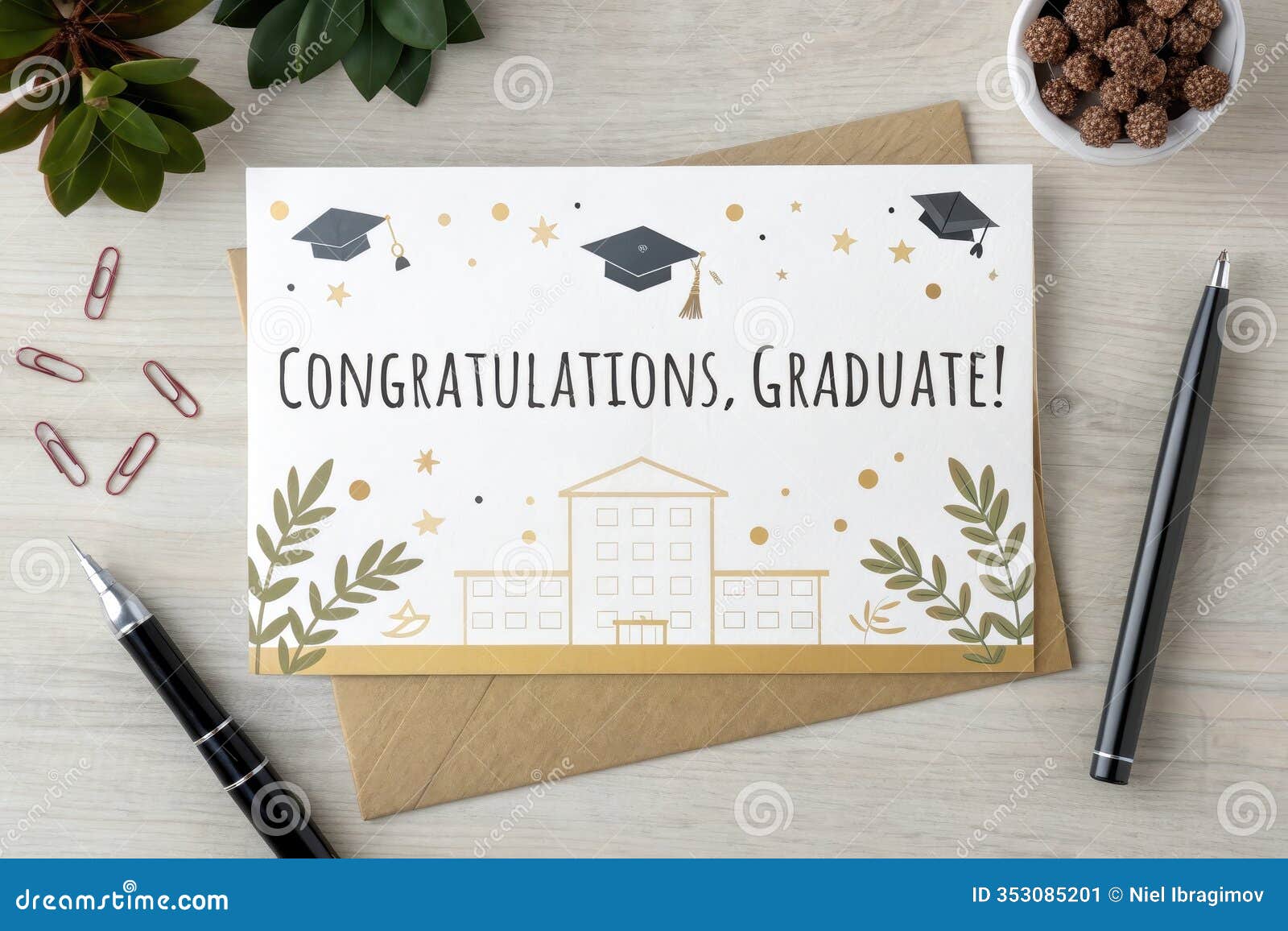 A Graduation Card With A Gold Frame And A Gold Graduation Cap On It ...
