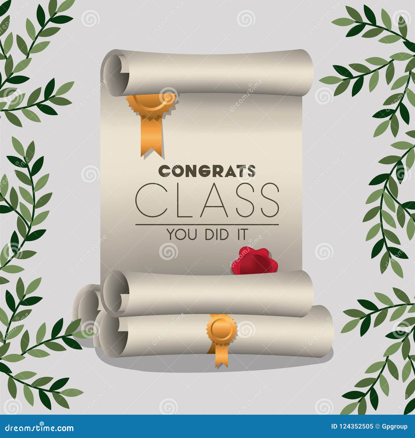 Graduation Card with Diploma Stock Vector - Illustration of badge ...