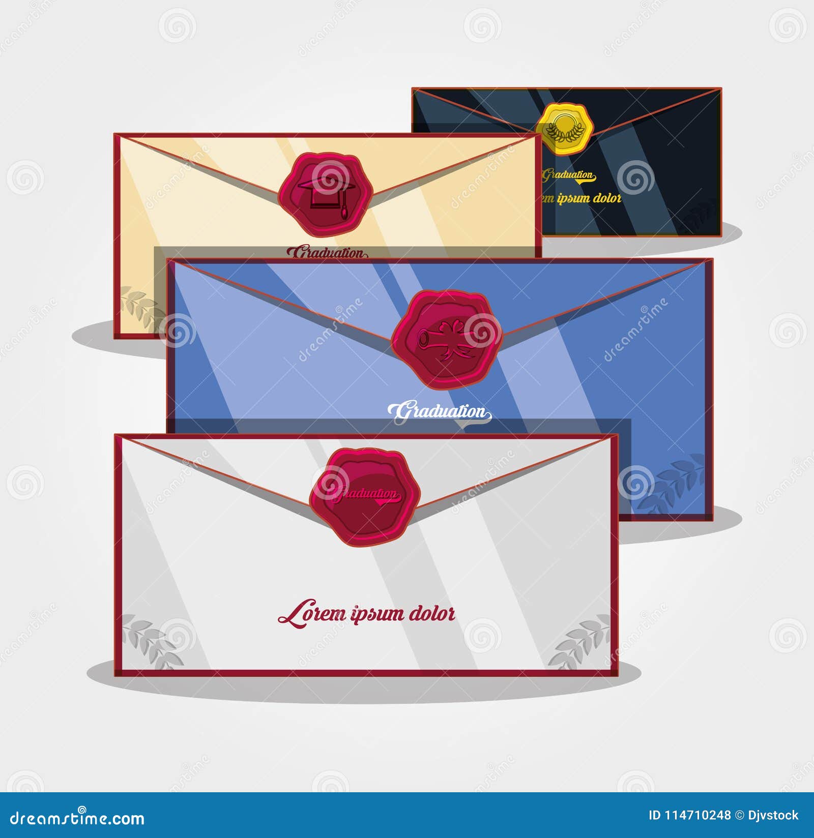 Graduation Card with Envelope Stock Vector - Illustration of ceremony ...