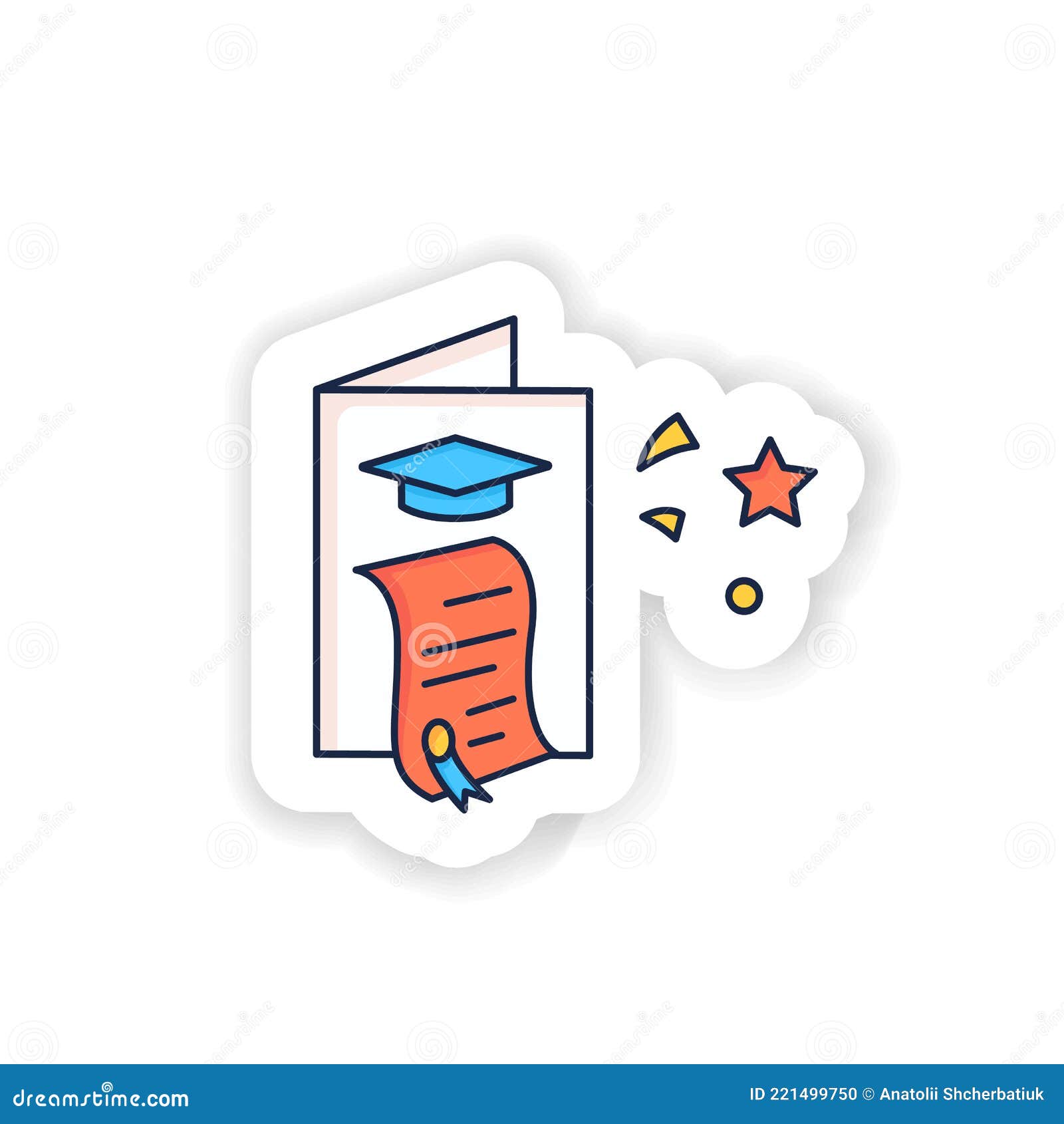 Graduation Card Sticker Icon Stock Vector - Illustration of document ...