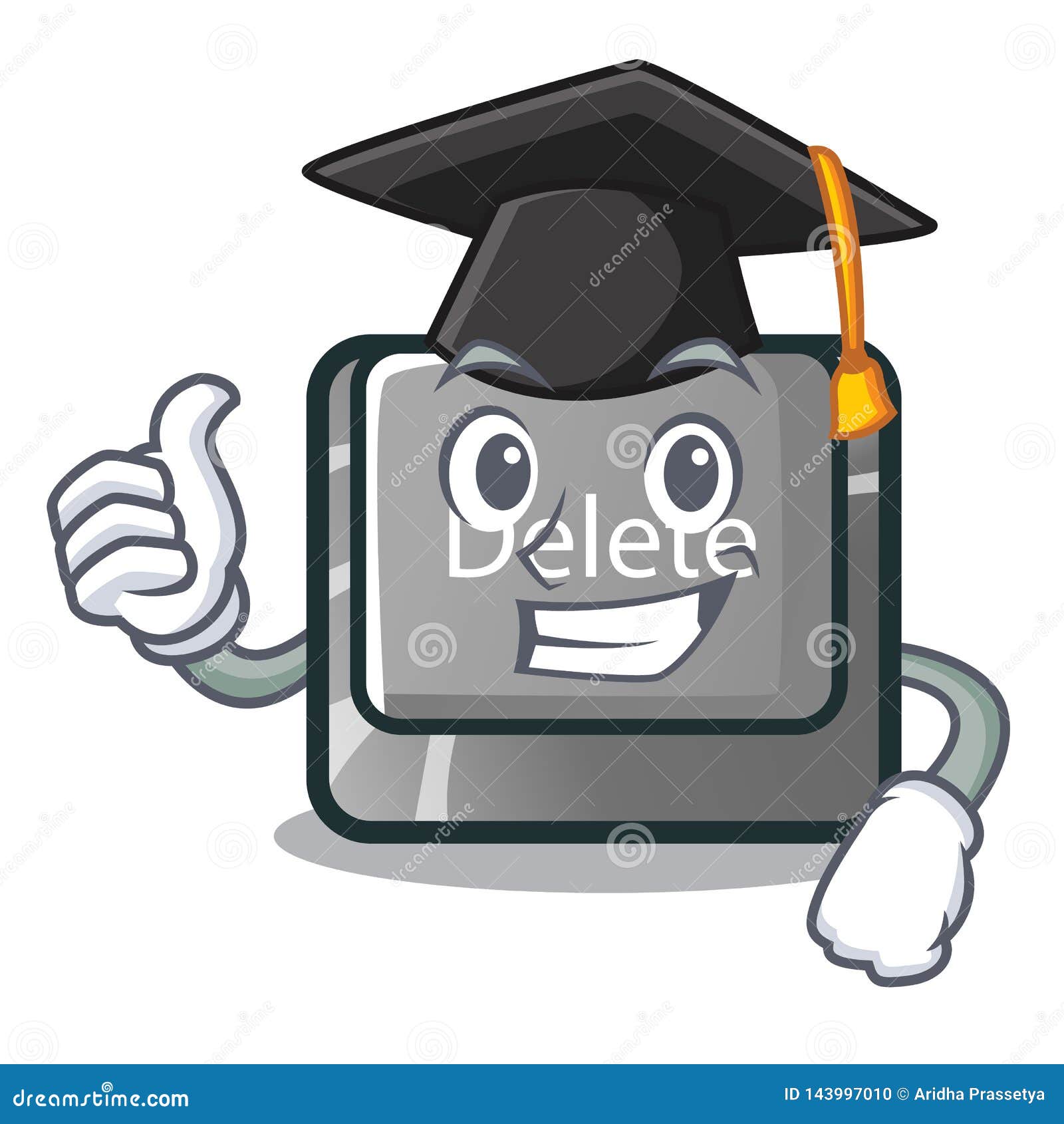 Graduation Cartoon Delete Button Located on Keyboard Stock Vector ...