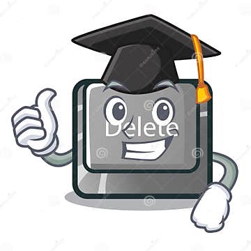 Graduation Cartoon Delete Button Located on Keyboard Stock Vector ...