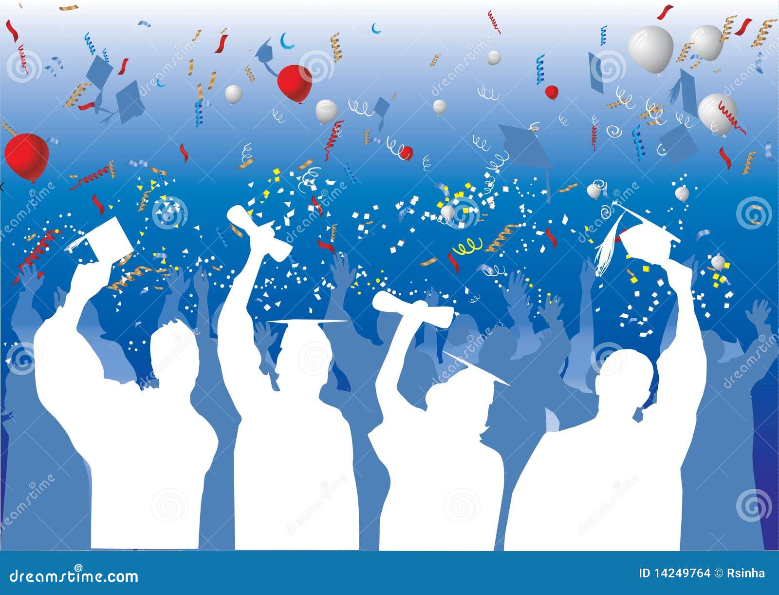 Graduation Celebration In Silhouette Stock Images - Image: 14249764
