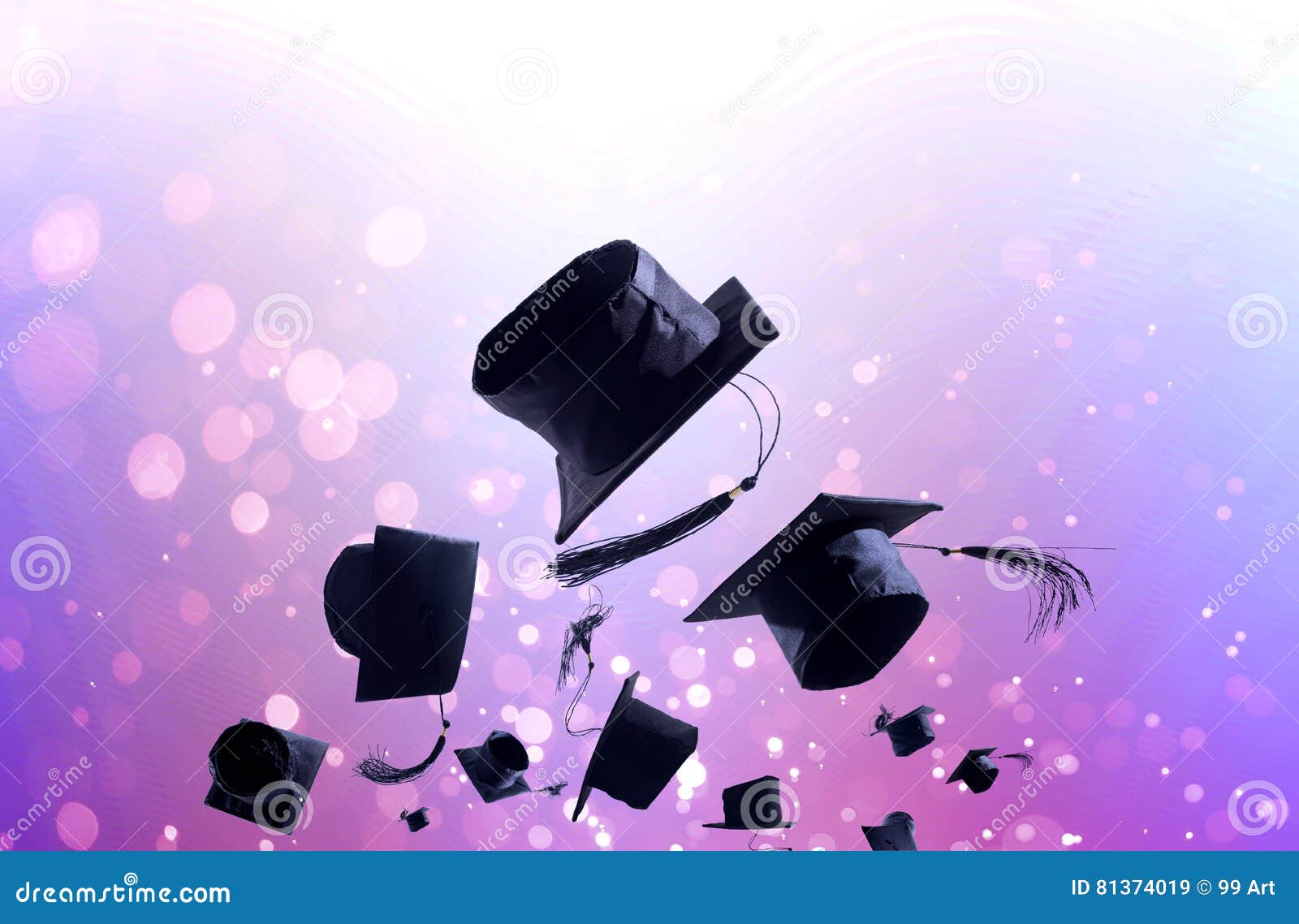 Graduation Ceremony, Graduation Caps, Hat Thrown in the Air with Stock ...