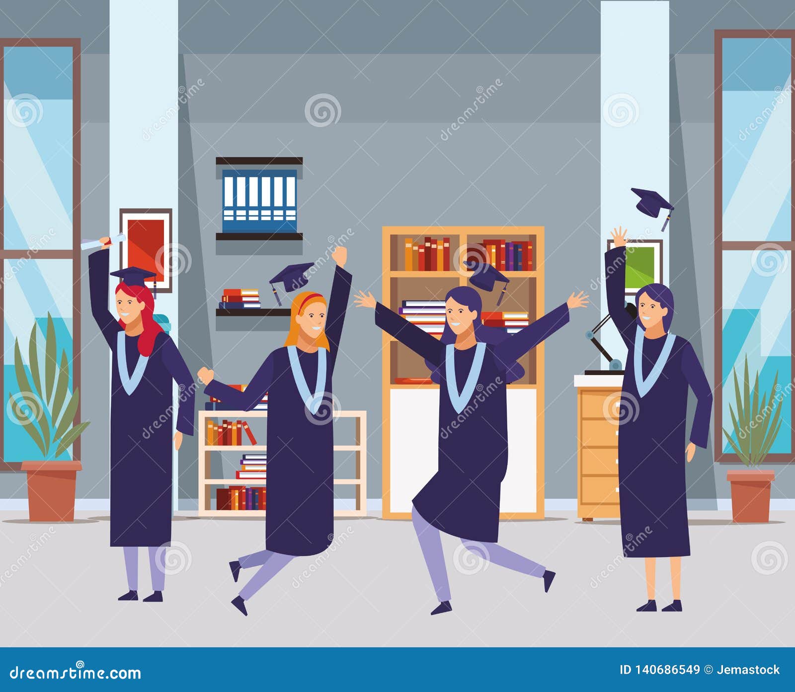 Graduation ceremony people stock vector. Illustration of graduation ...