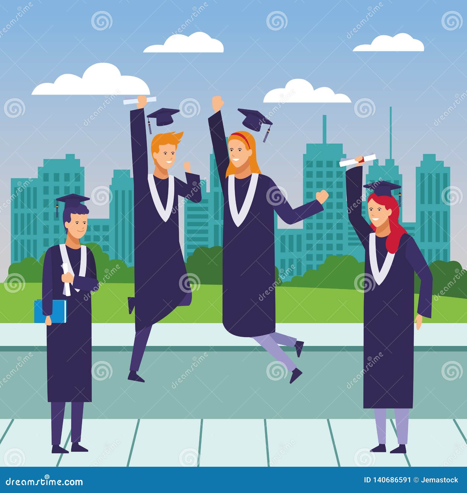 Graduation ceremony people stock vector. Illustration of degree - 140686591