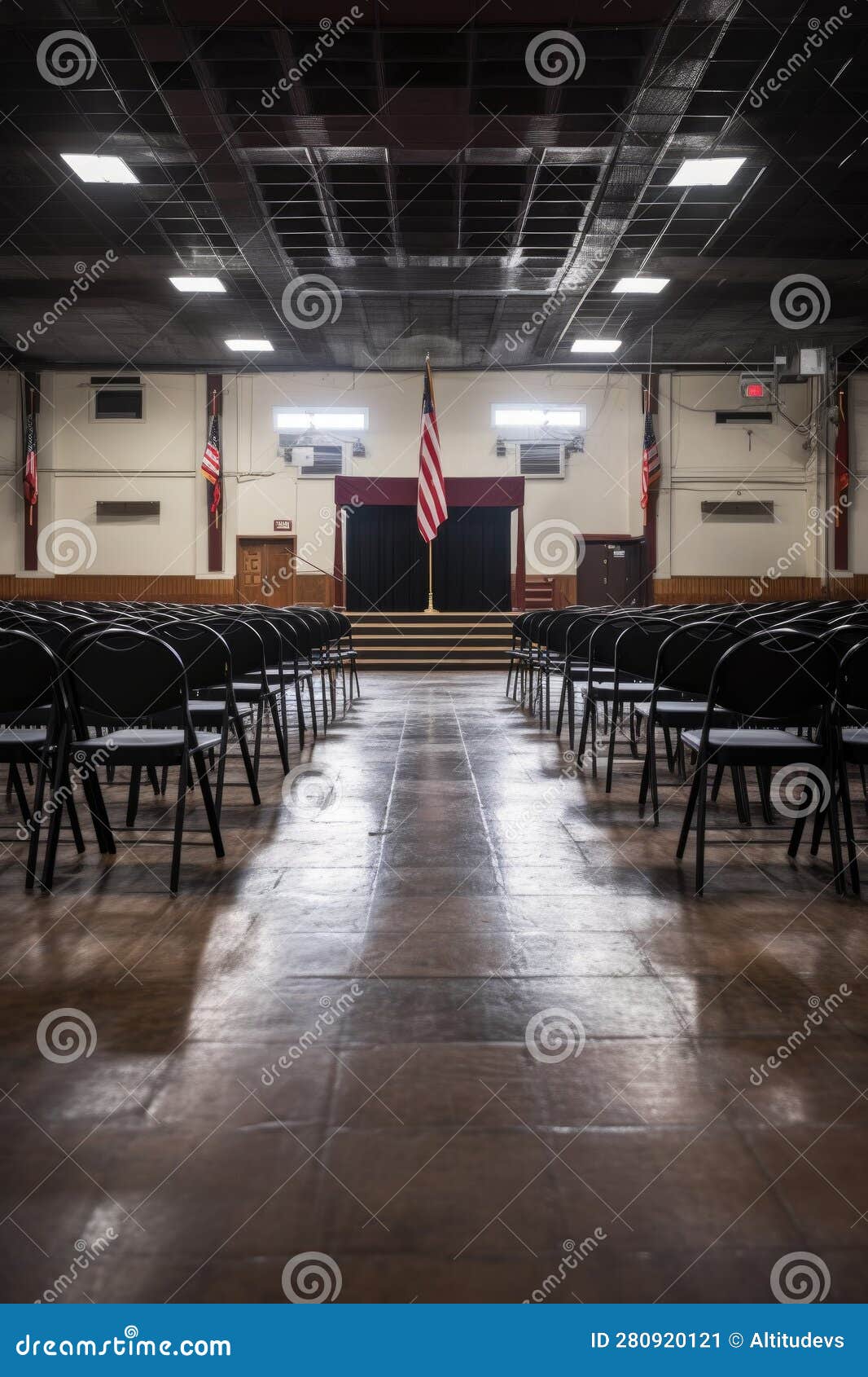 Graduation Ceremony Stage with Empty Chairs Stock Illustration ...