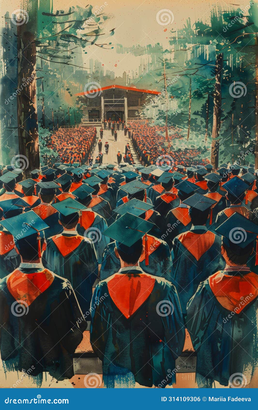 Graduation Ceremony with Students in Caps and Gowns, Suitable for ...