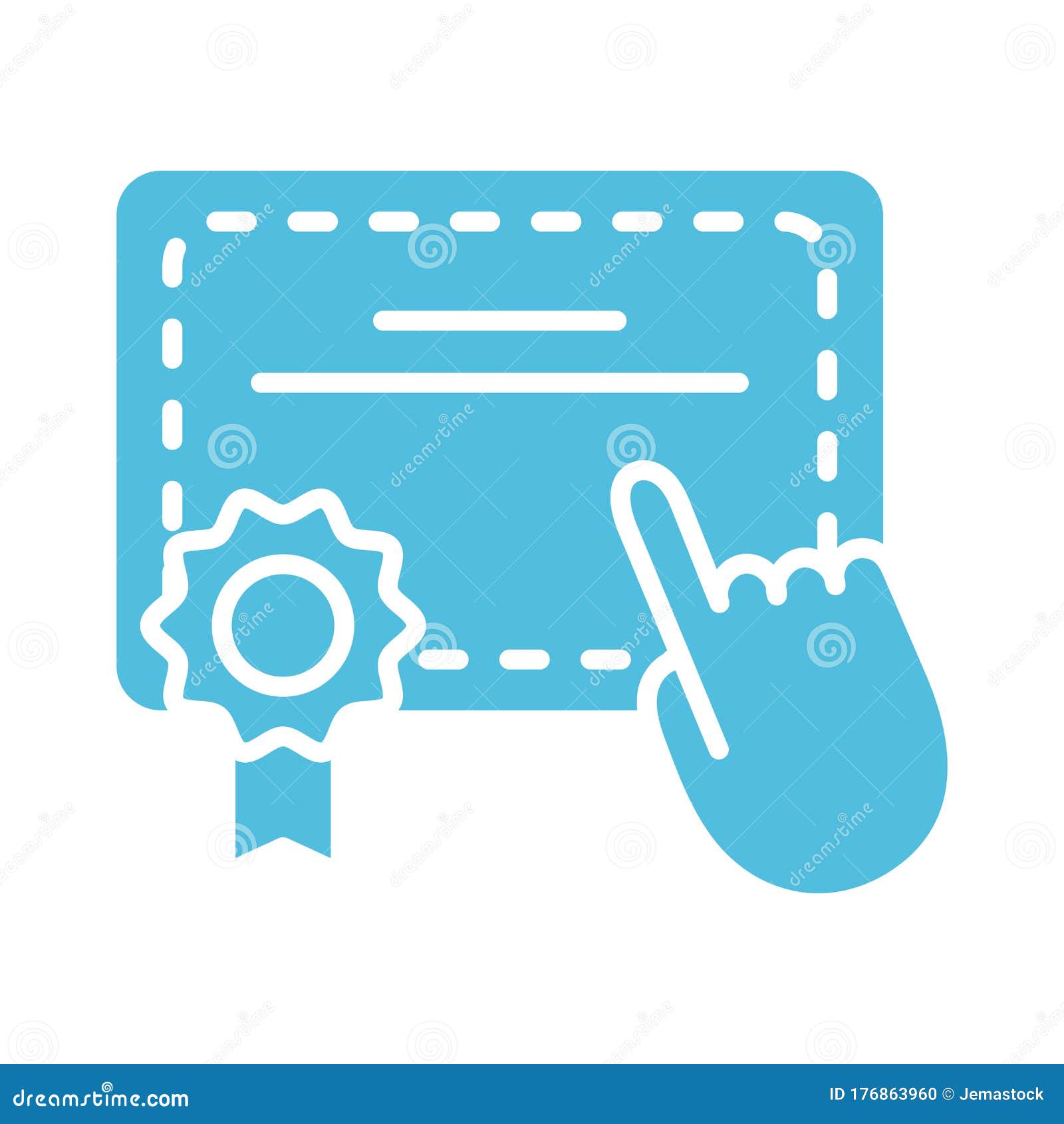 Graduation Certificate with Hand Cursor Silhouette Style Icon Stock ...