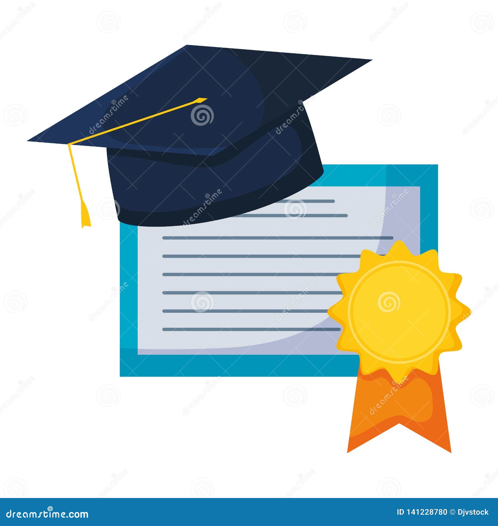 Graduation Certificate and Hat Stock Vector - Illustration of lace ...