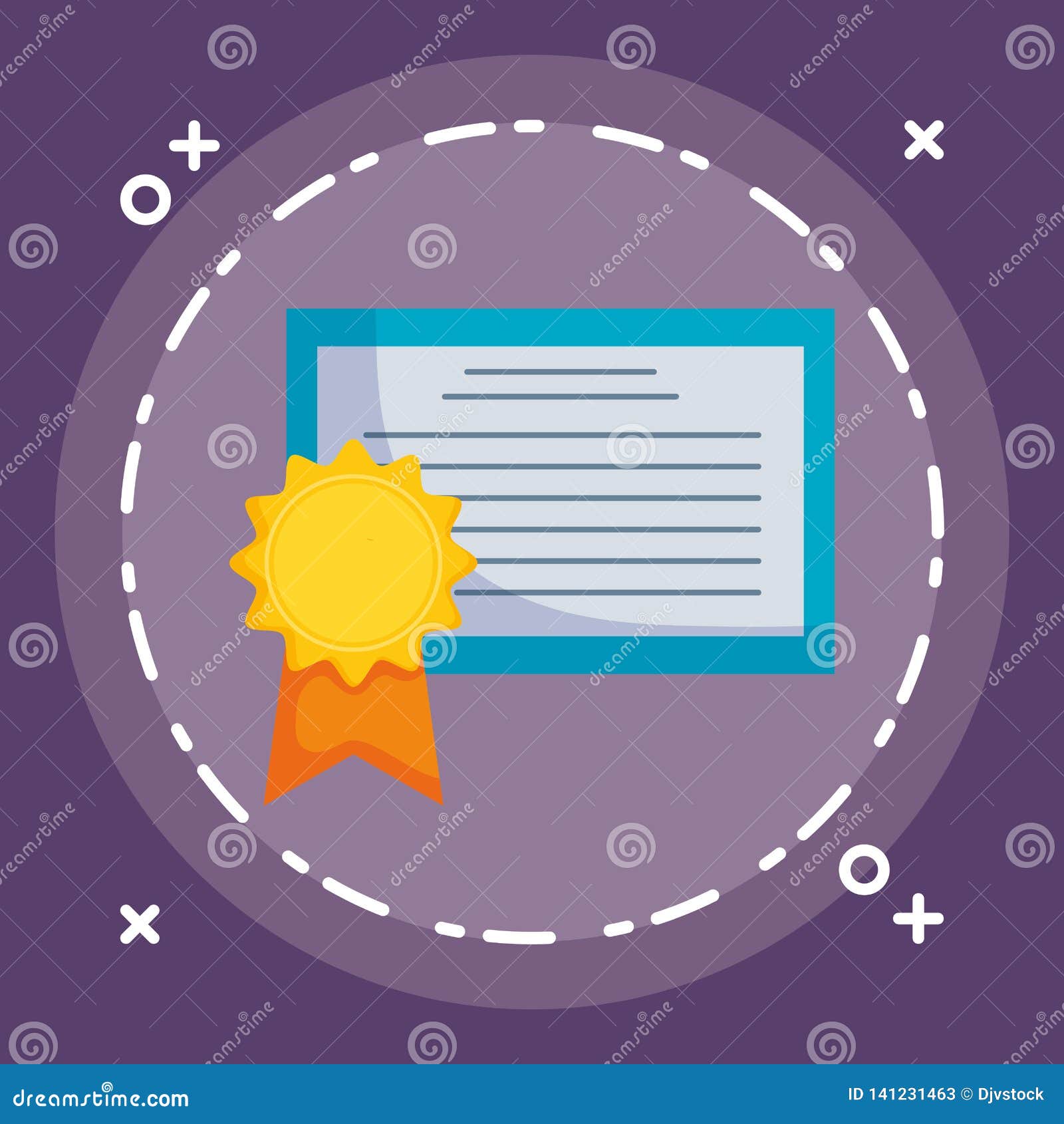 Graduation Certificate with Medal Stock Vector - Illustration of ...