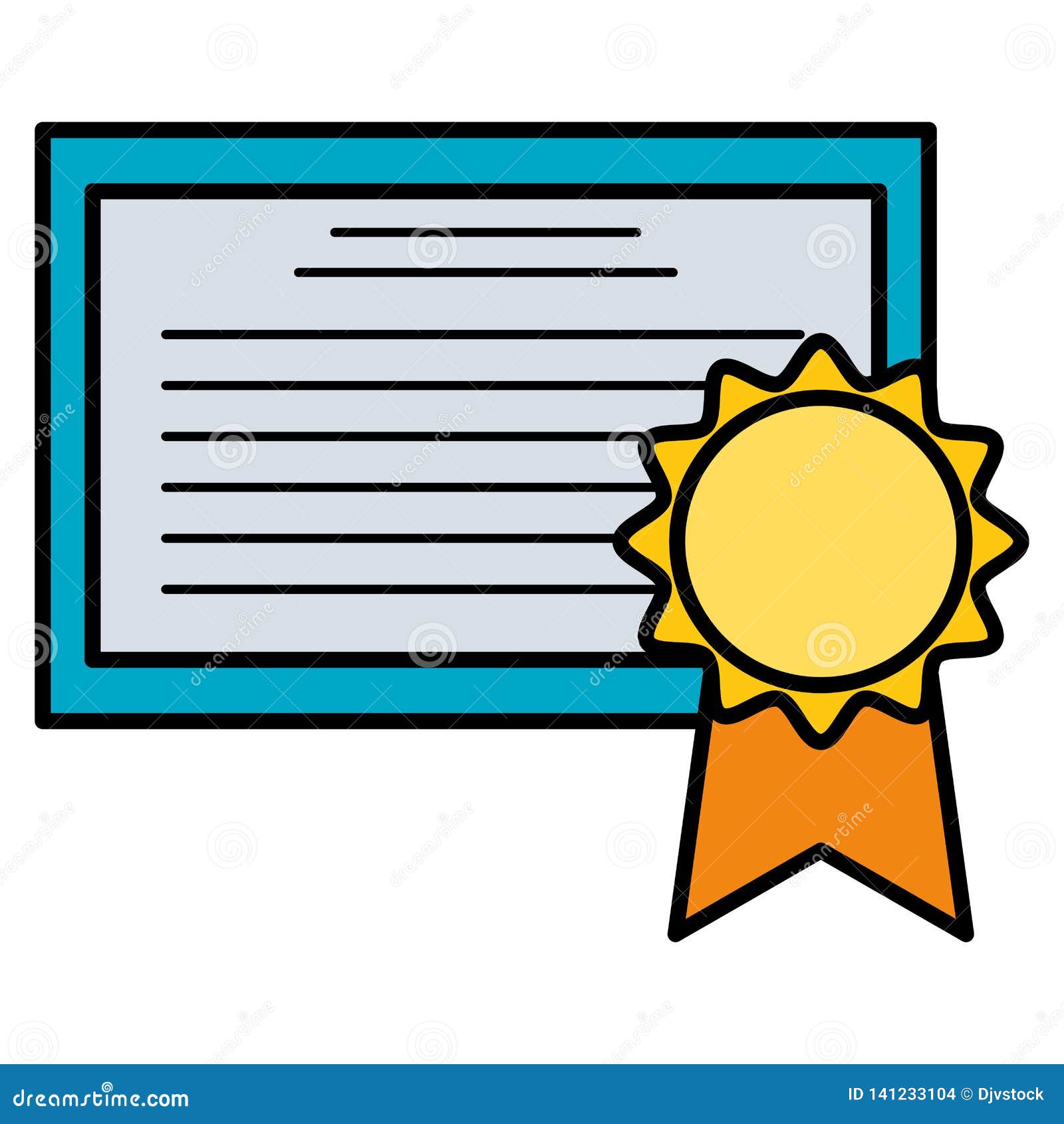 Graduation Certificate with Medal Stock Vector - Illustration of ...