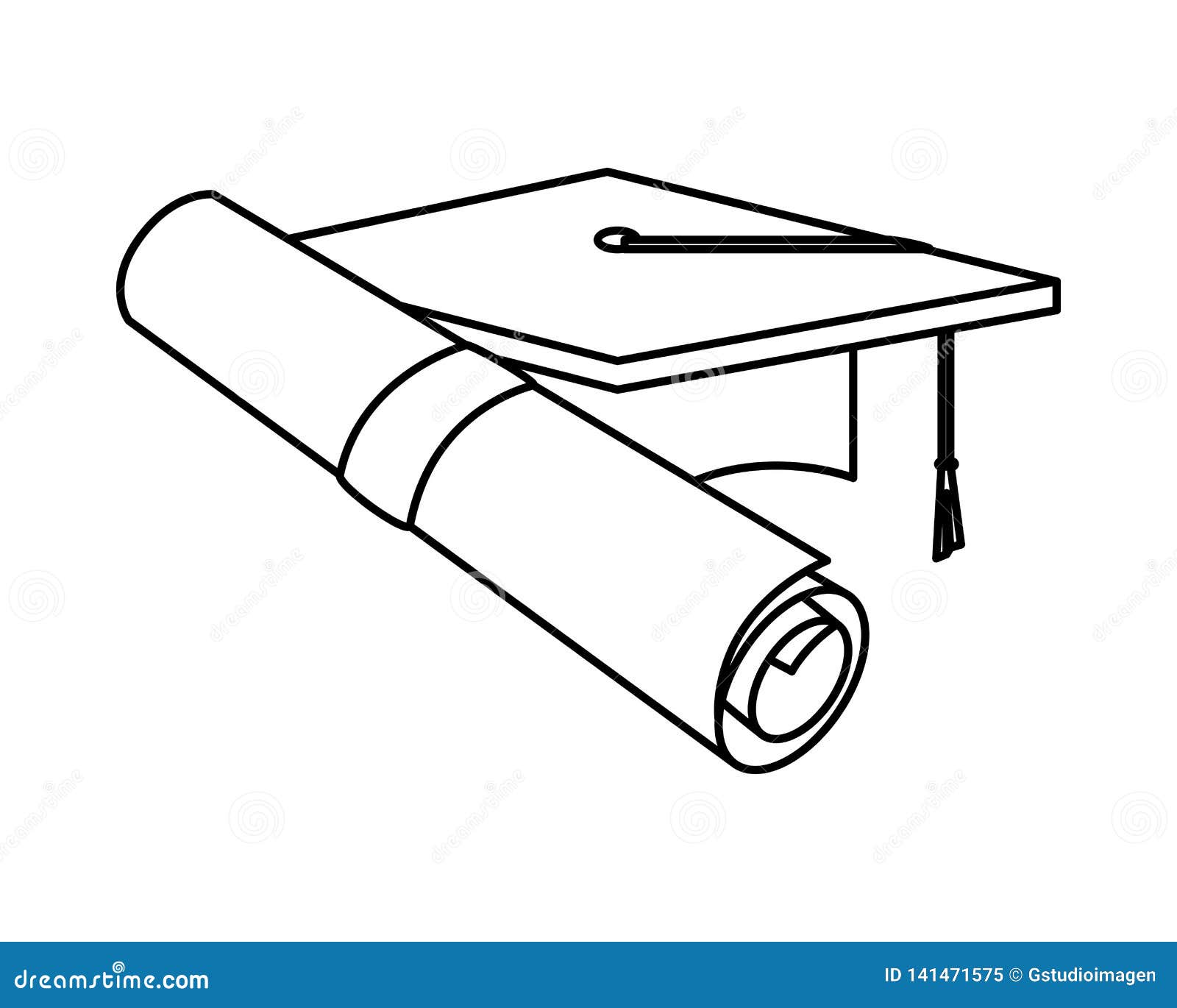 Graduation Certificate Roll and Hat Stock Vector - Illustration of flat ...