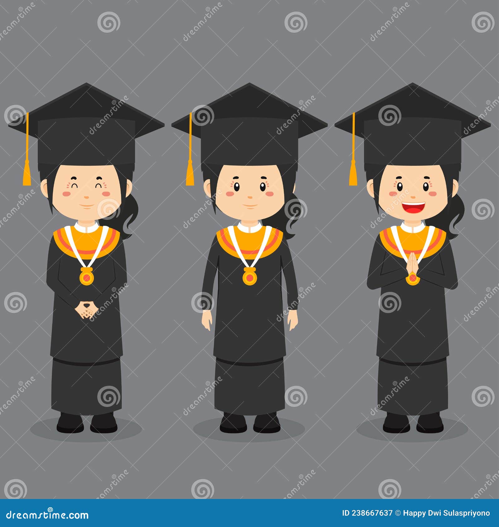 Graduation Character with Expression Stock Vector - Illustration of ...