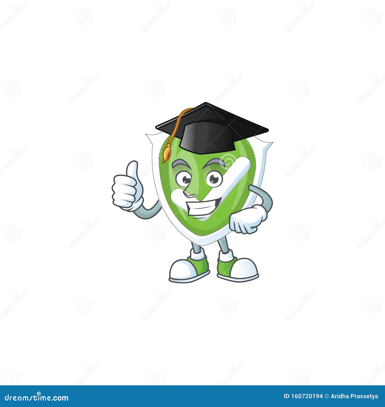 Graduation Checkmark Shield with Character a Mascot Stock Vector ...