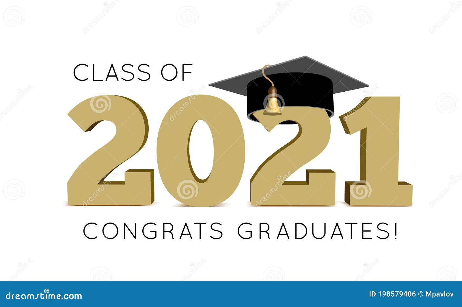 Graduation Class of 2021 with Cap. Vector Illustration Stock Vector ...