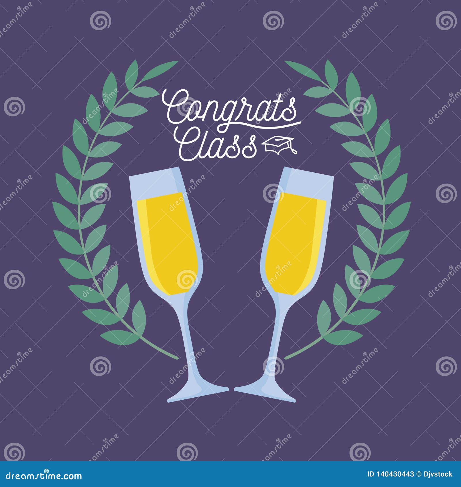 Graduation Class Celebration Card with Cups of Champagne Stock Vector ...