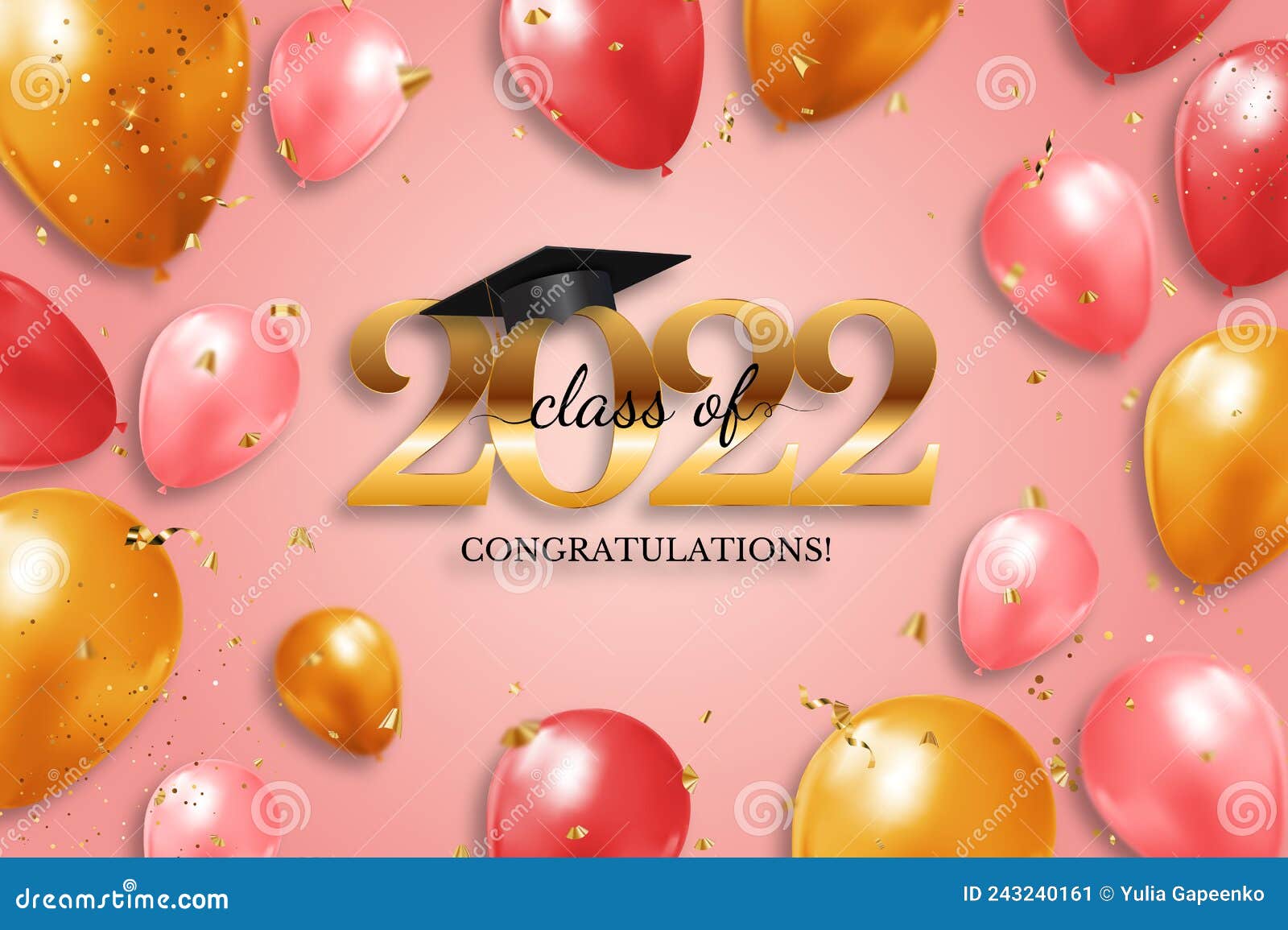 Graduation Class of 2022 Greeting Background. Vector Illustration Stock ...